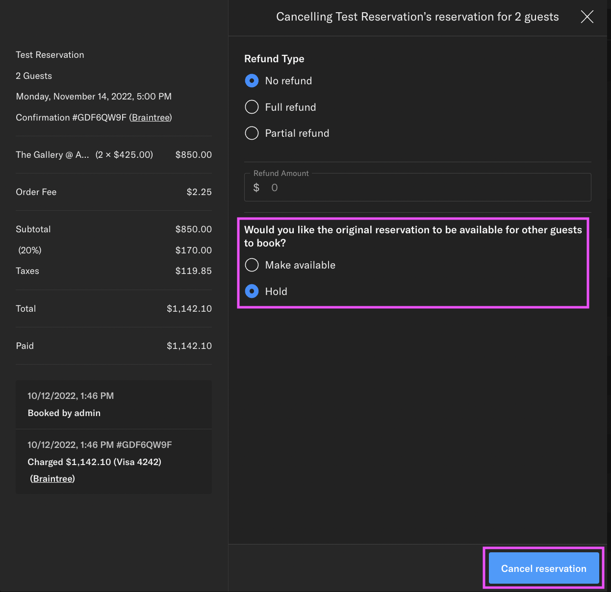 Cancelling and refunding a reservation – Tock