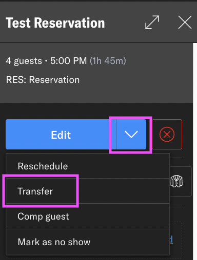 Transferring a Reservation – Tock