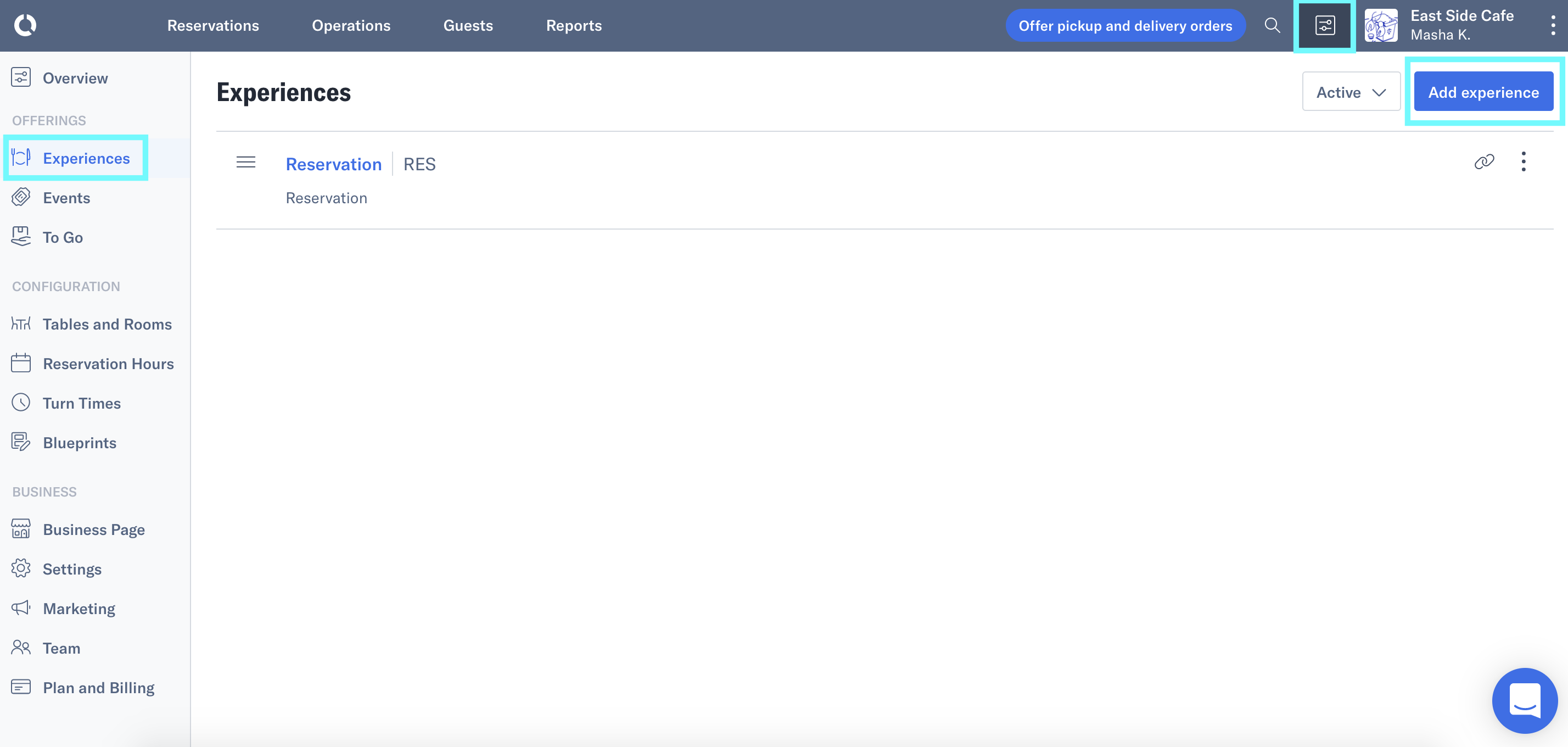Creating an Experience – Tock