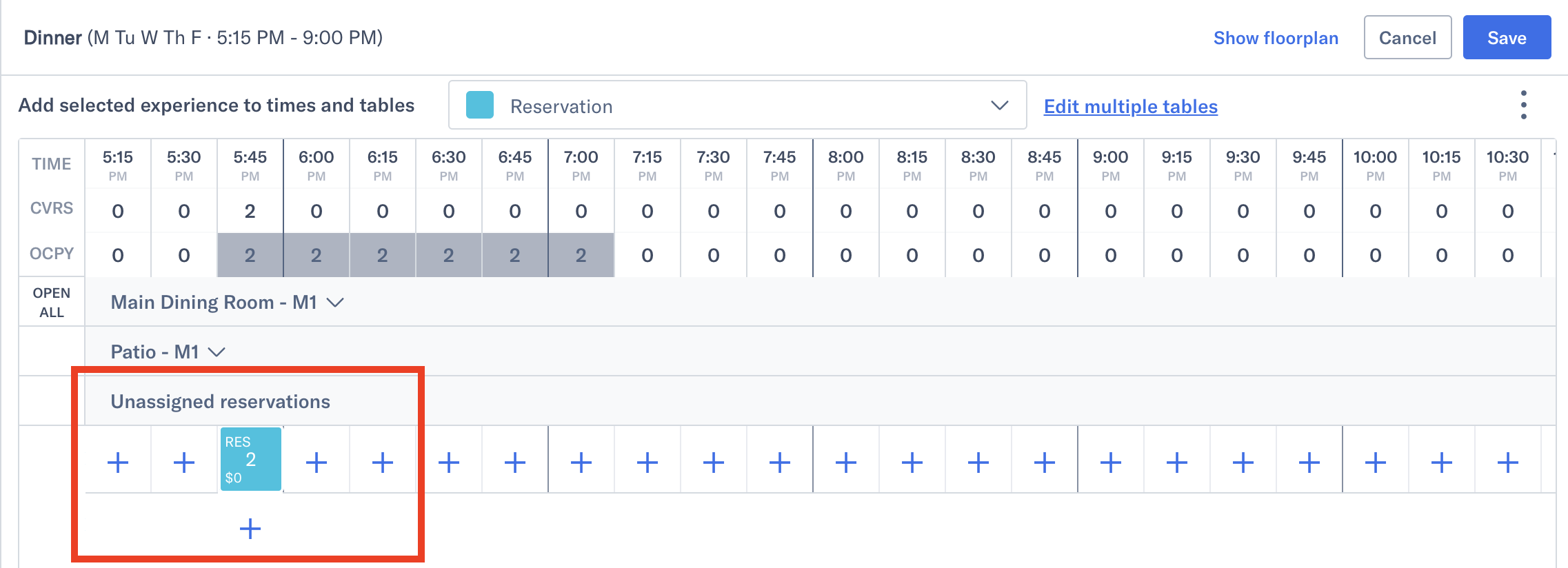 Editing the advanced grid for Availability Planning – Tock