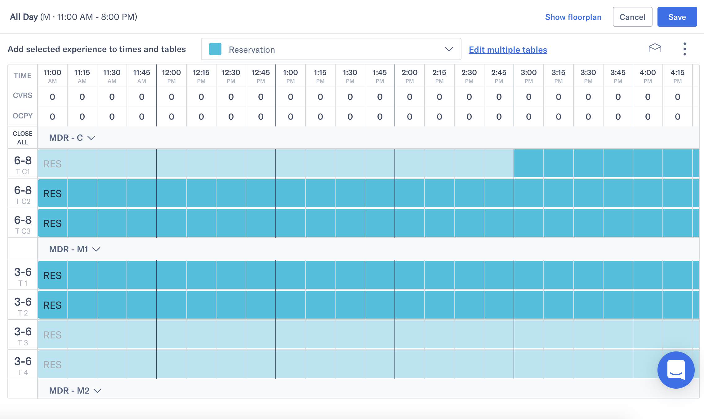 Editing the advanced grid for Availability Planning – Tock